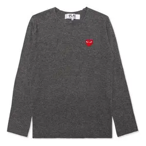 Play Comme Des Garcon Comme Des Garcons Play L/s Basic T-shirt Red Emblem 'grey' Grey