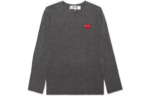 Play Comme Des Garcon L/s Basic T-shirt Red Emblem - Grey