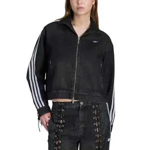 Adidas Originals Denim Jacket With Sporty Stripes And Lace-up Detail