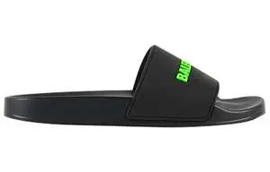 Balenciaga Logo Pool Slides - Black