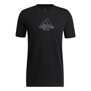 Adidas Alphabet Logo Printing Casual Sports Short Sleeve Black T-shirt - Default Color