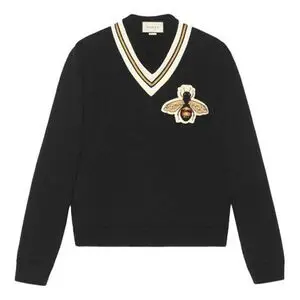 Gucci Embroidered V-neck Sweater - Black