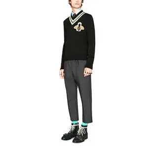 Gucci Embroidered V-neck Sweater