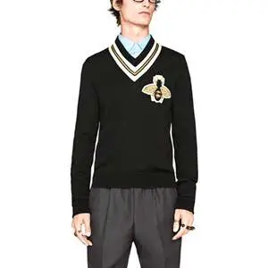 Gucci Embroidered V-neck Sweater