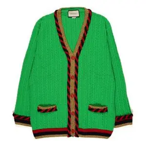 Gucci Stripe Splicing Loose Knit Cardigan