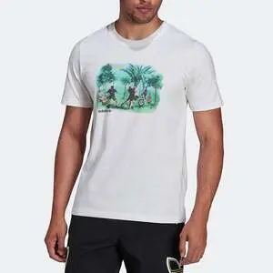Adidas Originals Character Pattern Printing Round Neck Short Sleeve White