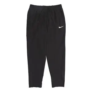 Nike Logo Pattern Solid Color Casual Sports Long Pants - Black