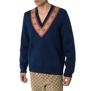Gucci Gg V-neck Wool Sweater