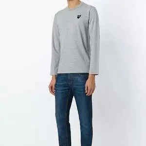 Play Comme Des Garcon Long Sleeves Logo Tee - Grey