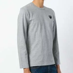 Play Comme Des Garcon Long Sleeves Logo Tee - Grey