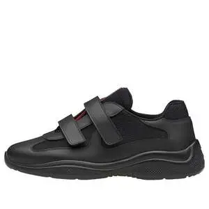 Prada Leather Sneakers With Velcro Fastening - Black/red