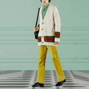 Gucci Wool Cardigan With Web Stripes