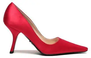 Prada Satin Pointed Toe High Heel Pumps - Red