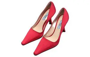 Prada Satin Pointed Toe High Heel Pumps - Red