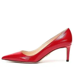 Prada Pointed Saffiano Leather Heels - Red