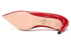 Prada Pointed Saffiano Leather Heels - Red