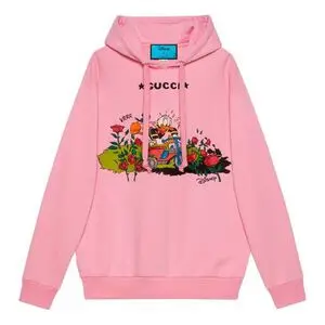 Gucci X Disney Donald Duck Printed Logo Embroidered Cotton Hoodie - Pink