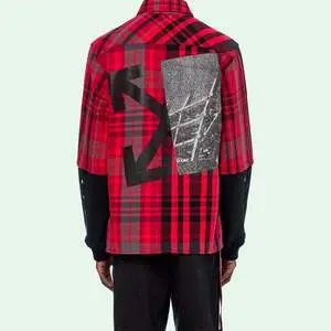 Off-White Jersey Sleeve Checked Shirt 'red Black