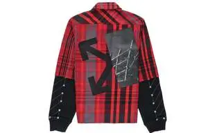 Off-White Jersey Sleeve Checked Shirt 'red Black
