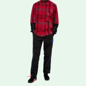 Off-White Jersey Sleeve Checked Shirt 'red Black