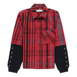 Off-White Jersey Sleeve Checked Shirt 'red Black - Red/black