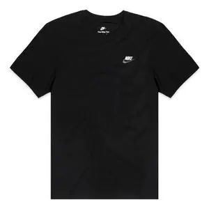 Nike Club Embroidered Logo Solid Color Round Neck Short Sleeve Black - Multi-color