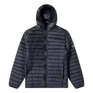 Stone Island Logo Patch Hooded Down Puffer Jacket - Navy