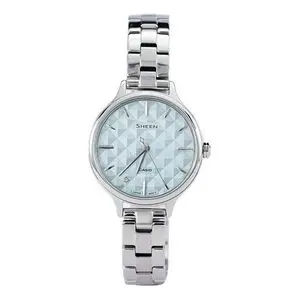 Casio Sheen Series Minimalistic 3d Rhombus Analog Watch - Light Blue