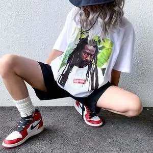 Supreme Ss19 Buju Banton Tee Reggae Character Printing Short Sleeve - White