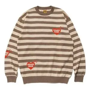 HUMAN MADE Striped Long Sleeve Knit Sweater - Beige