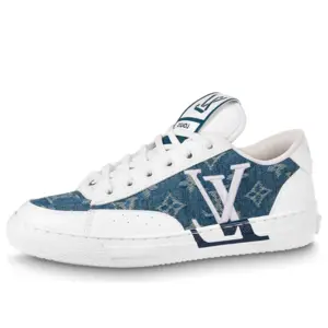 LOUIS VUITTON Charlie Sneakers In White Denim Monogram - White/blue