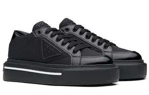 Prada Macro Re-nylon And Brushed Leather Sneakers