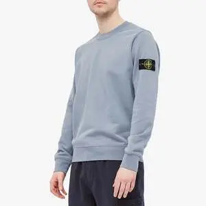 Stone Island Patch Logo Crewneck Sweatshirt - Mid Blue
