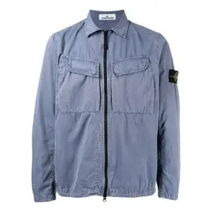 Stone Island Brushed Cotton Canvas Zip Overshirt - Dark Blue