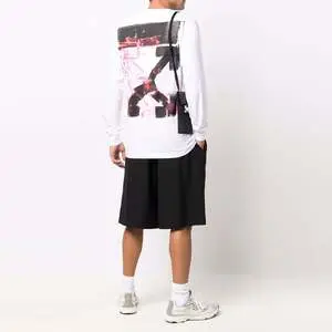 Off-White Arrow Pattern Printing Long Sleeves Ordinary White T-shirt