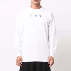 Off-White Arrow Pattern Printing Long Sleeves Ordinary White T-shirt