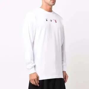 Off-White Arrow Pattern Printing Long Sleeves Ordinary White T-shirt