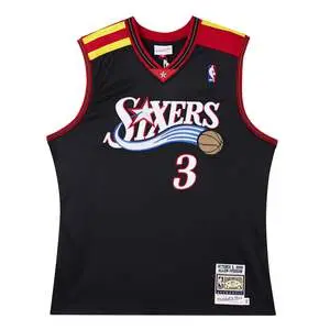 Mitchell & Ness Authentic Philadelphia 76ers 06/07 Allen Iverson Basketball Jersey - Black/red