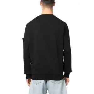 Stone Island Crewneck Sweatshirt With Logo Patch - Black