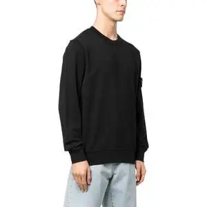 Stone Island Crewneck Sweatshirt With Logo Patch - Black