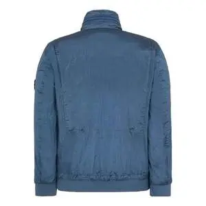Stone Island Nylon Zip-up Jacket With Logo - Blue