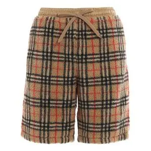 Burberry Plaid Print Fleece Shorts - Brown
