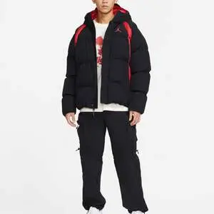 JORDAN Hooded Padded Jacket With Geometric Pattern And Color Block