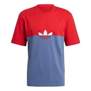 Adidas Originals Embroidered Logo Contrasting Colors Round Neck Short Sleeve Blue Red - Blueredmulti-color