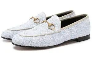 Gucci Jordaan Tweed Loafers - Blue