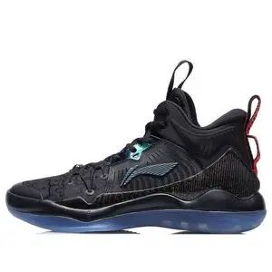 LI-NING Professional Basketball High-top Sneakers - Black/blue/red