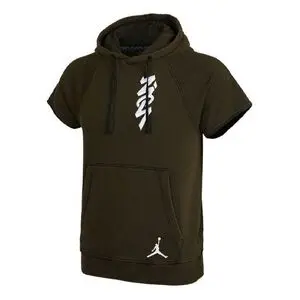 JORDAN Dri-fit Zion Embroidered Quick Dry Sports Short Sleeve Hoodie - Green