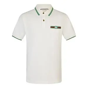 Gucci Embellished Webbing And Interlocking Gg Cotton Short-sleeved Polo Shirt For White