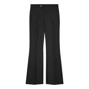 Gucci Wool Silk Cropped Flare Pant - Black