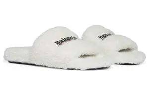Balenciaga Furry Slides - White
